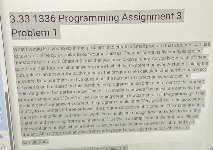 Solved 3.33 1336 Programming Assignment 3 Problem 1 What I | Chegg.com