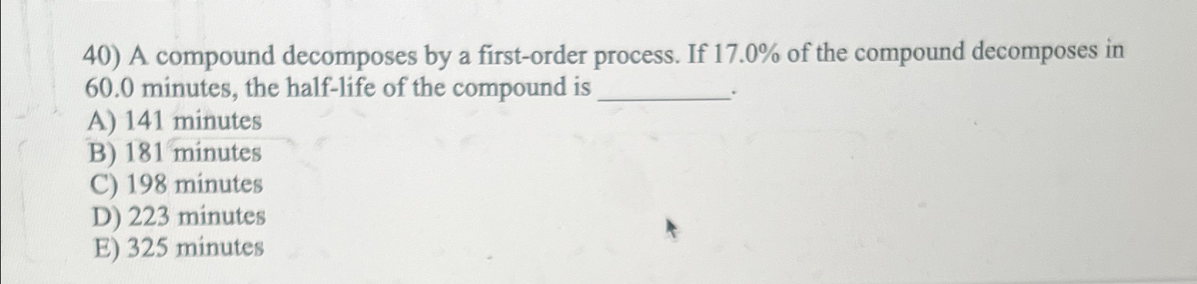 Solved A compound decomposes by a first-order process. If | Chegg.com