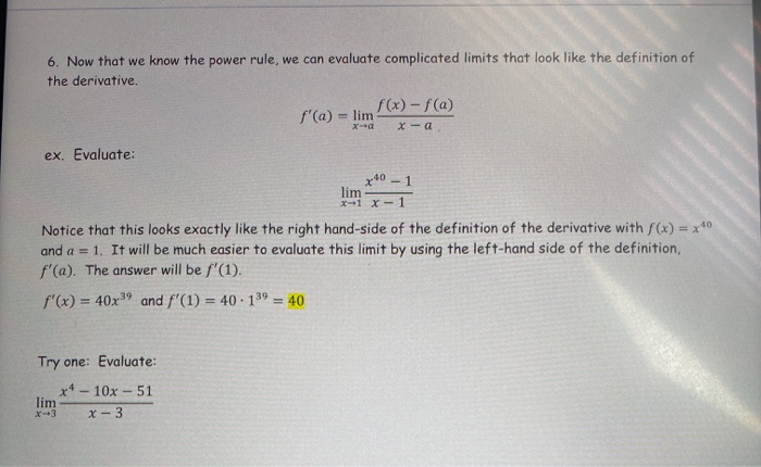 Solved 6. Now that we know the power rule, we can evaluate | Chegg.com