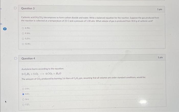 Solved Carbonic acid (H2CO3) decomposes to form carbon | Chegg.com