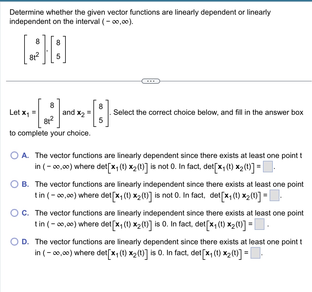 Solved Determine whether the given vector functions are | Chegg.com