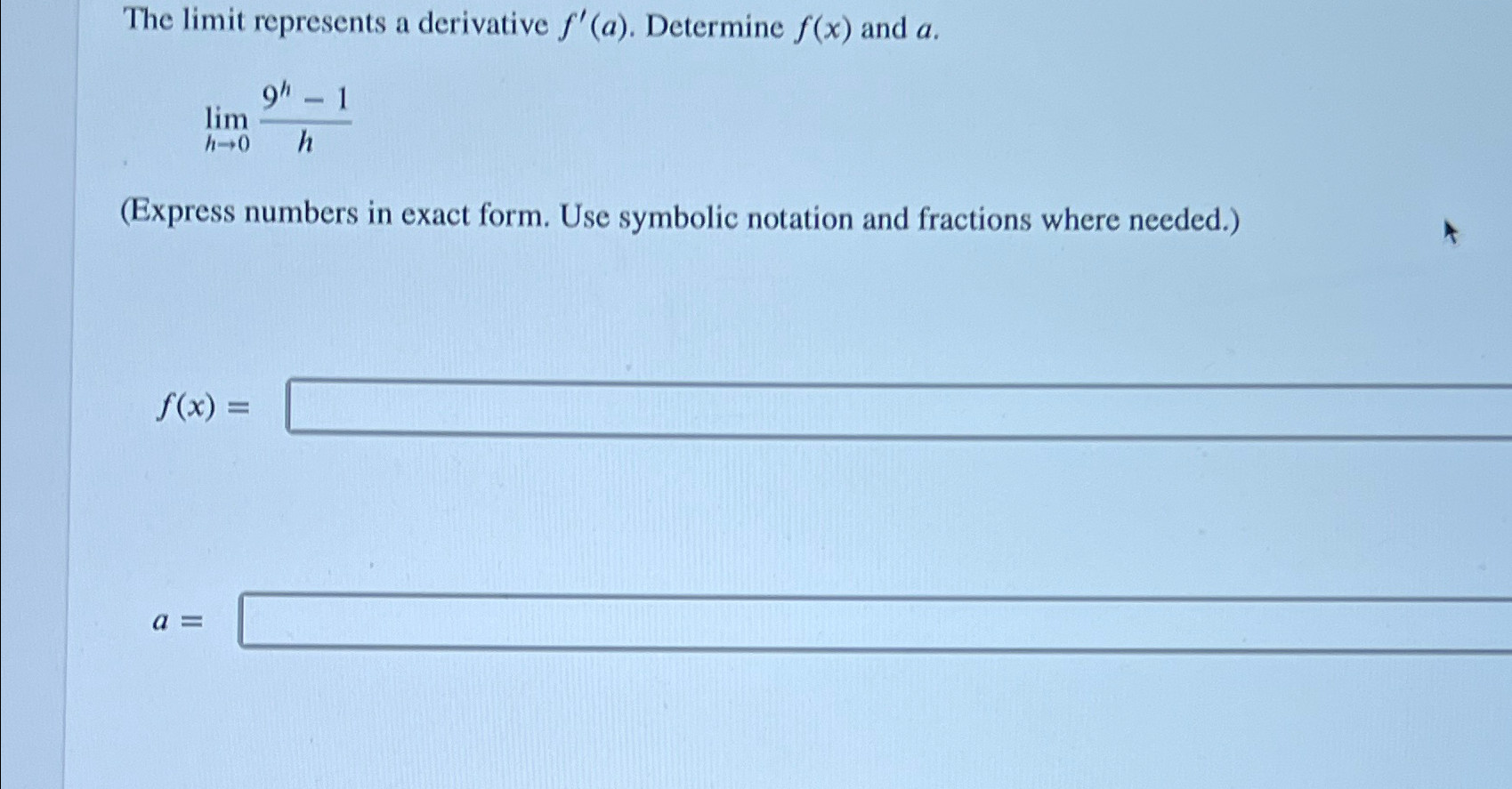 Solved The limit represents a derivative f'(a). ﻿Determine | Chegg.com