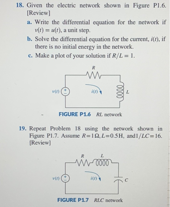 Solved 18. Given the electric network shown in Figure P1.6. | Chegg.com