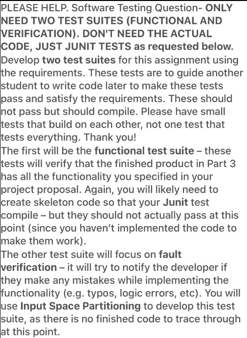 Solved Software Testing. PLEASE HELPWe are only writing | Chegg.com
