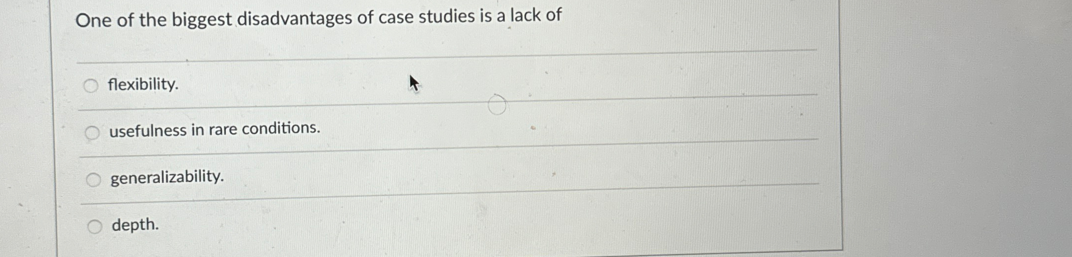 Solved One of the biggest disadvantages of case studies is a | Chegg.com