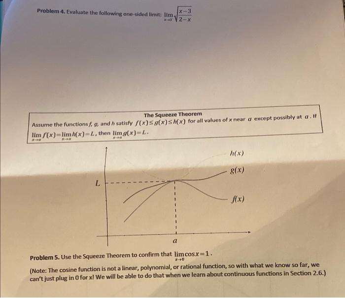Solved Problem 4. Evaluate the following one-sided limit: | Chegg.com