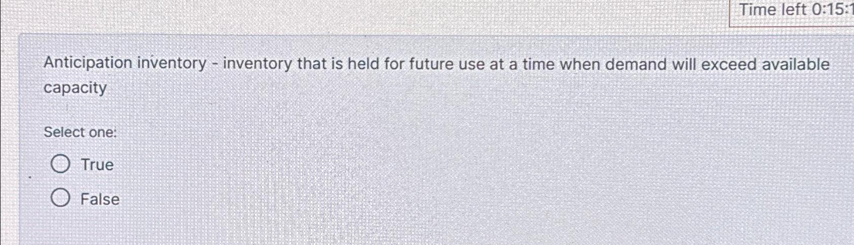 Solved Anticipation inventory - ﻿inventory that is held for | Chegg.com