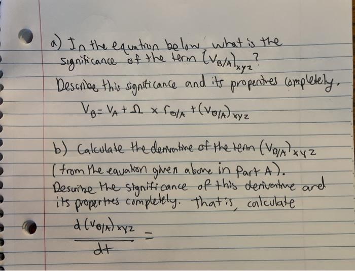 Solved ? a) In the equation below, what is the Significance | Chegg.com