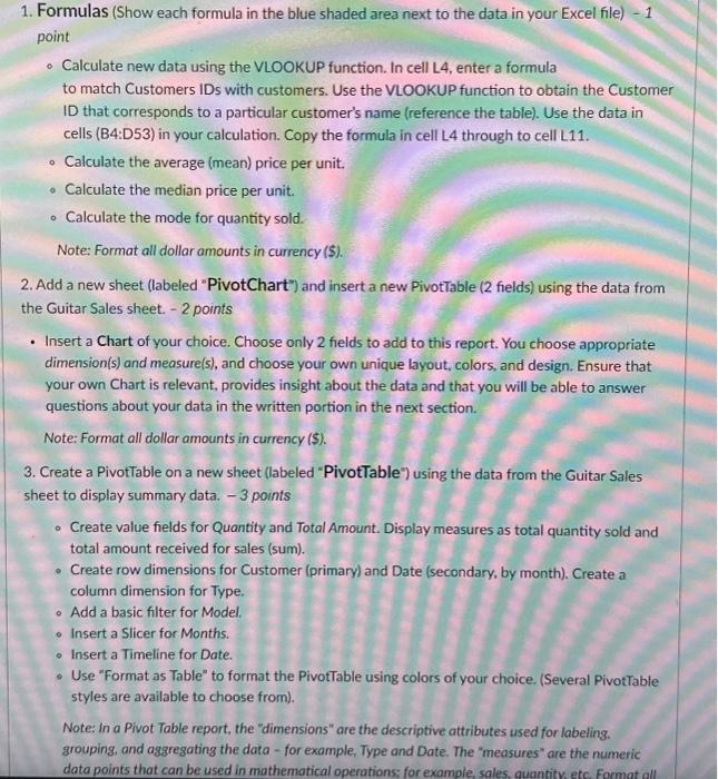 Solved 1. Formulas (Show each formula in the blue shaded | Chegg.com