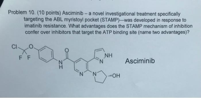 Solved Problem 10. (10 points) Asciminib - a novel | Chegg.com