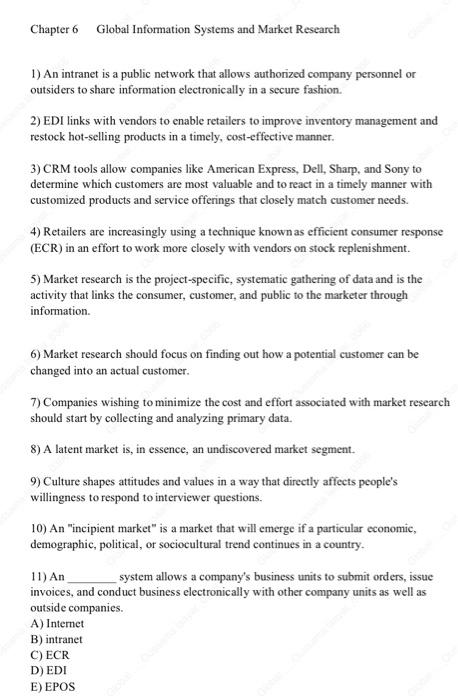 Solved Chapter 6 Global Information Systems and Market | Chegg.com