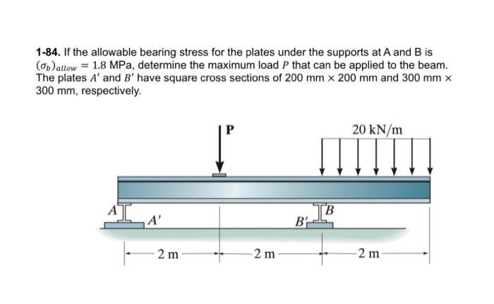 Solved 1-84. If the allowable bearing stress for the plates | Chegg.com