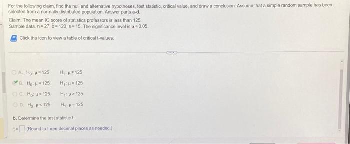 Solved For the following claim, find the null and | Chegg.com