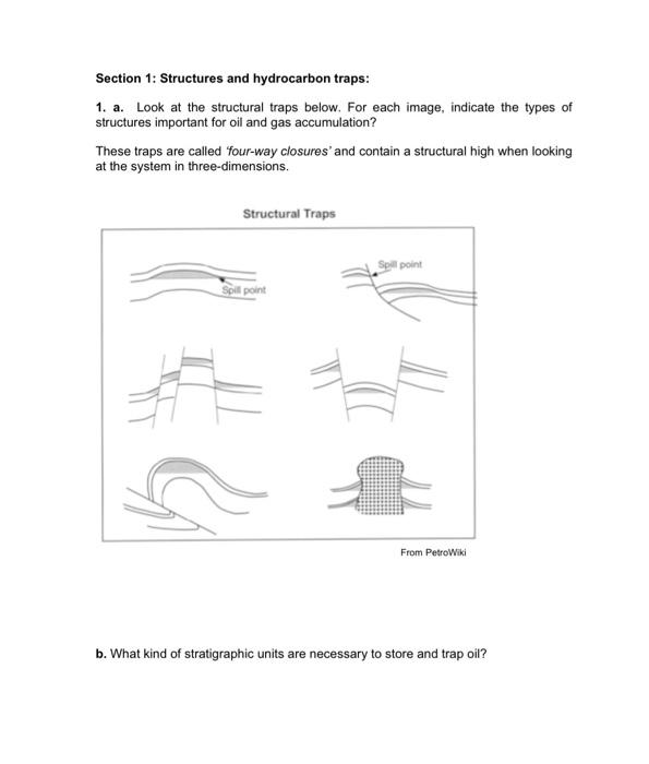 Solved Section 1: Structures and hydrocarbon traps: 1. a. | Chegg.com