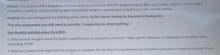 Solved Purpose: The purpose of this assignment is for you | Chegg.com