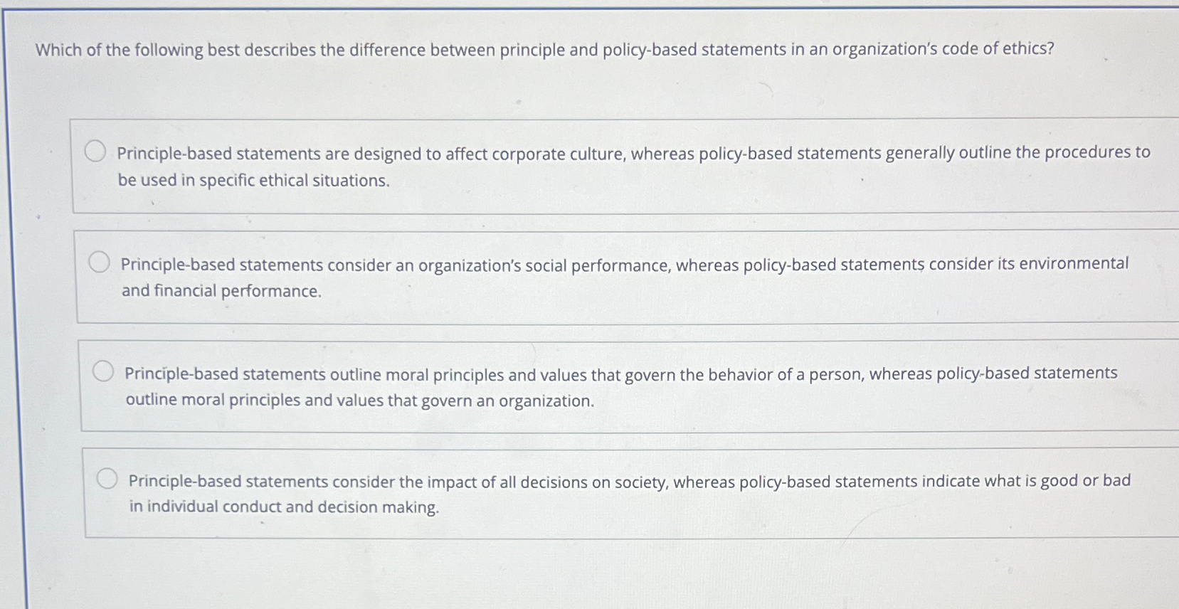Solved Which of the following best describes the difference | Chegg.com