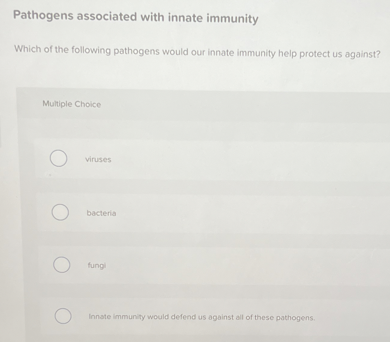 Solved Pathogens associated with innate immunityWhich of the | Chegg.com