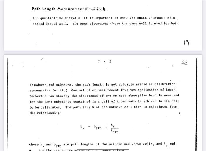 Solved Path Length Measurement (Empirical) For quantitative | Chegg.com