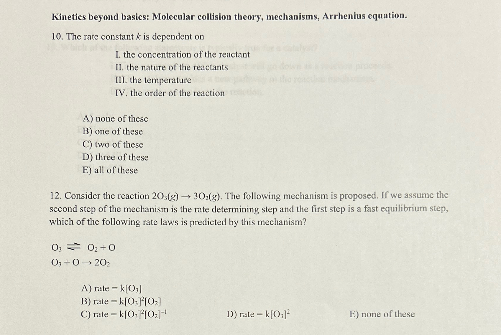 Solved Kinetics Beyond Basics Molecular Collision Theory