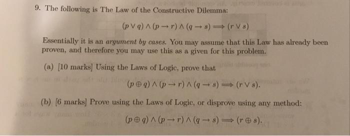 Solved 9. The following is The Law of the Constructive | Chegg.com