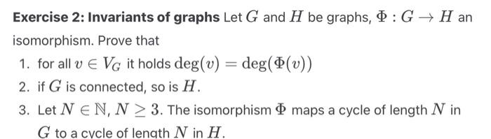 Solved Exercise 2: Invariants of graphs Let G and H be | Chegg.com