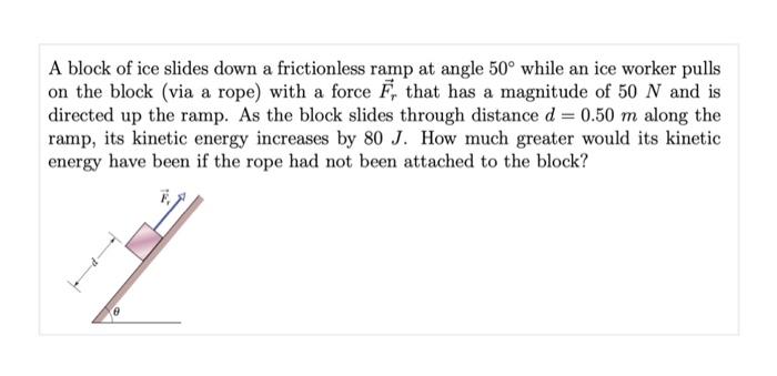 Solved A block of ice slides down a frictionless ramp at | Chegg.com