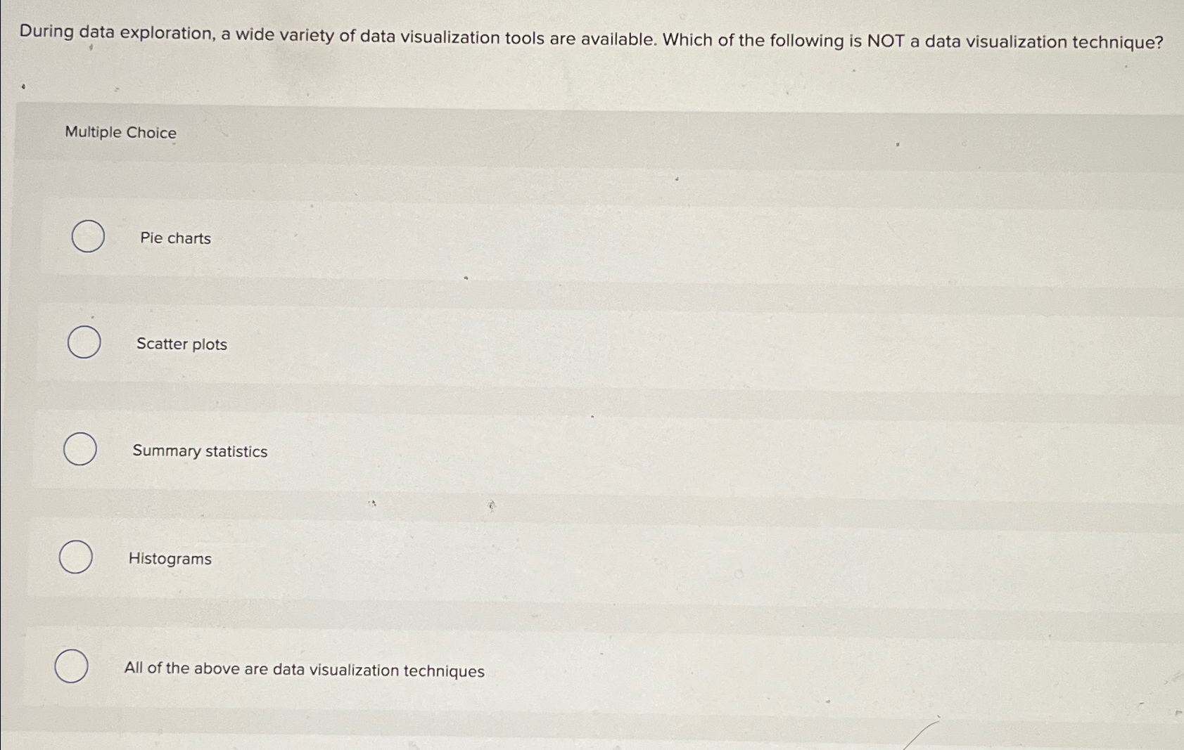 Solved During data exploration, a wide variety of data | Chegg.com