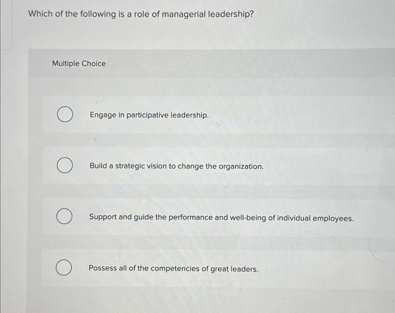 Solved Which of the following is a role of managerial | Chegg.com