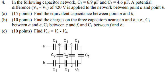 Solved In ﻿the following capacitor network, C1=6.9μF ﻿and | Chegg.com