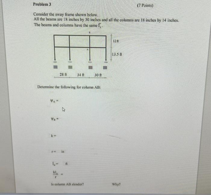 Solved Consider the sway frame shown below. All the beams | Chegg.com