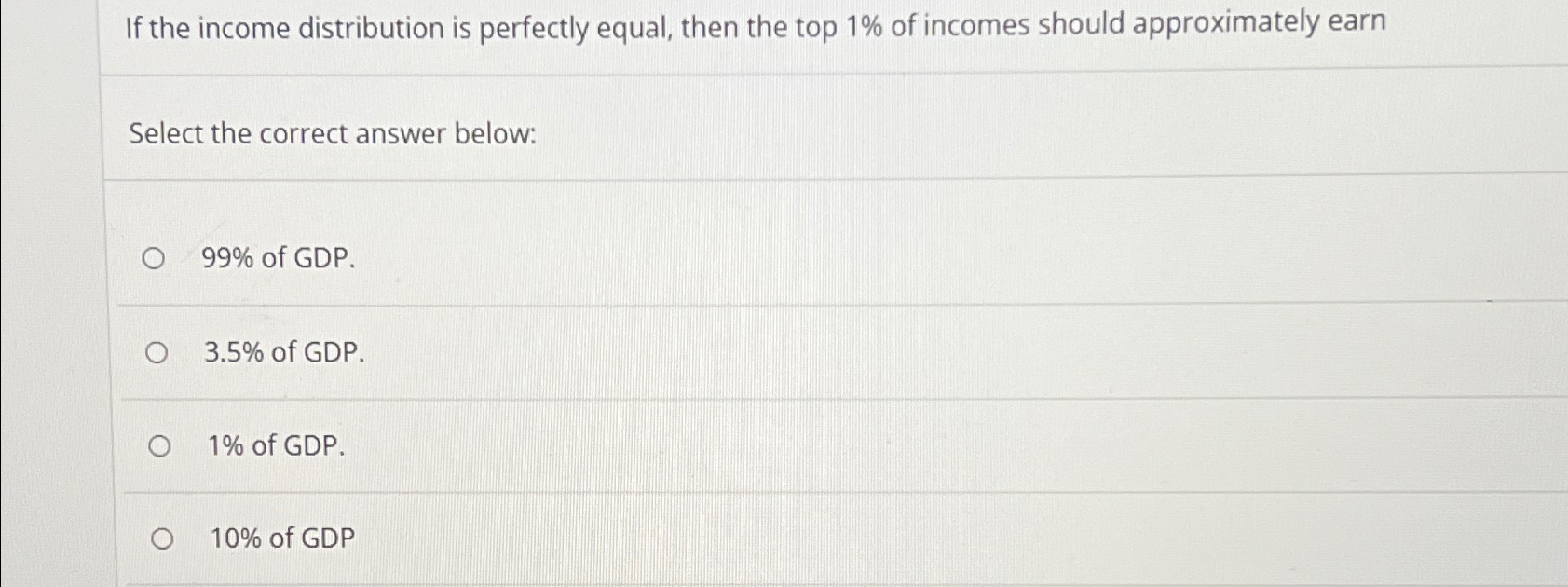 Solved If the income distribution is perfectly equal, then | Chegg.com