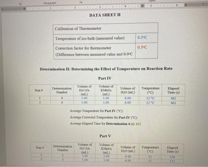 Solved DATA SHEET I Calibration of Thermometer Temperature | Chegg.com