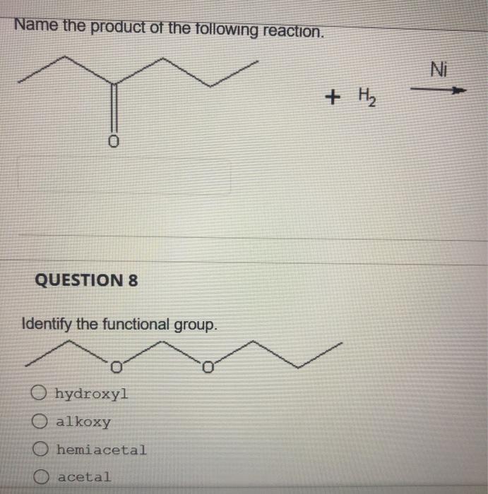 Solved Name the product of the following reaction. Ni + H2 | Chegg.com