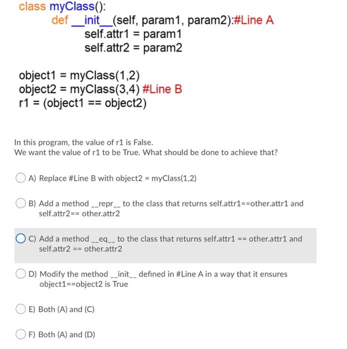 Solved class myClass(): def __init__(self, param1, | Chegg.com