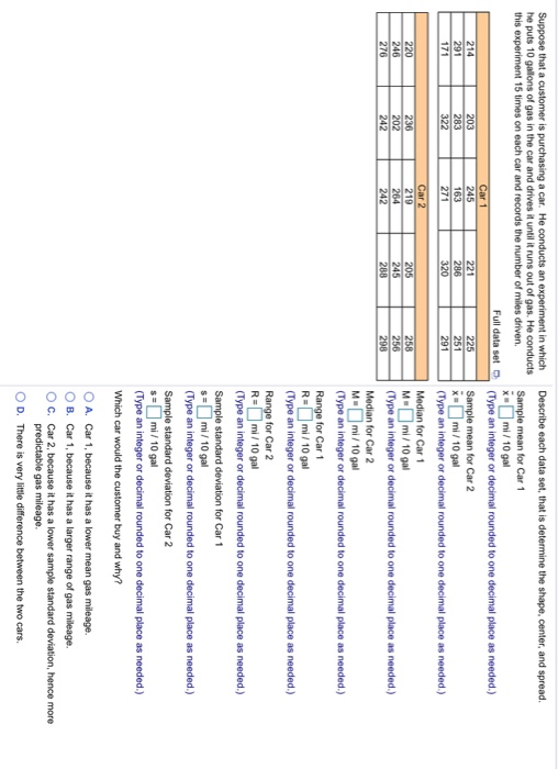 Solved 214 291 171 203 283 322 221 286 320 225 251 291 Car 2 | Chegg.com