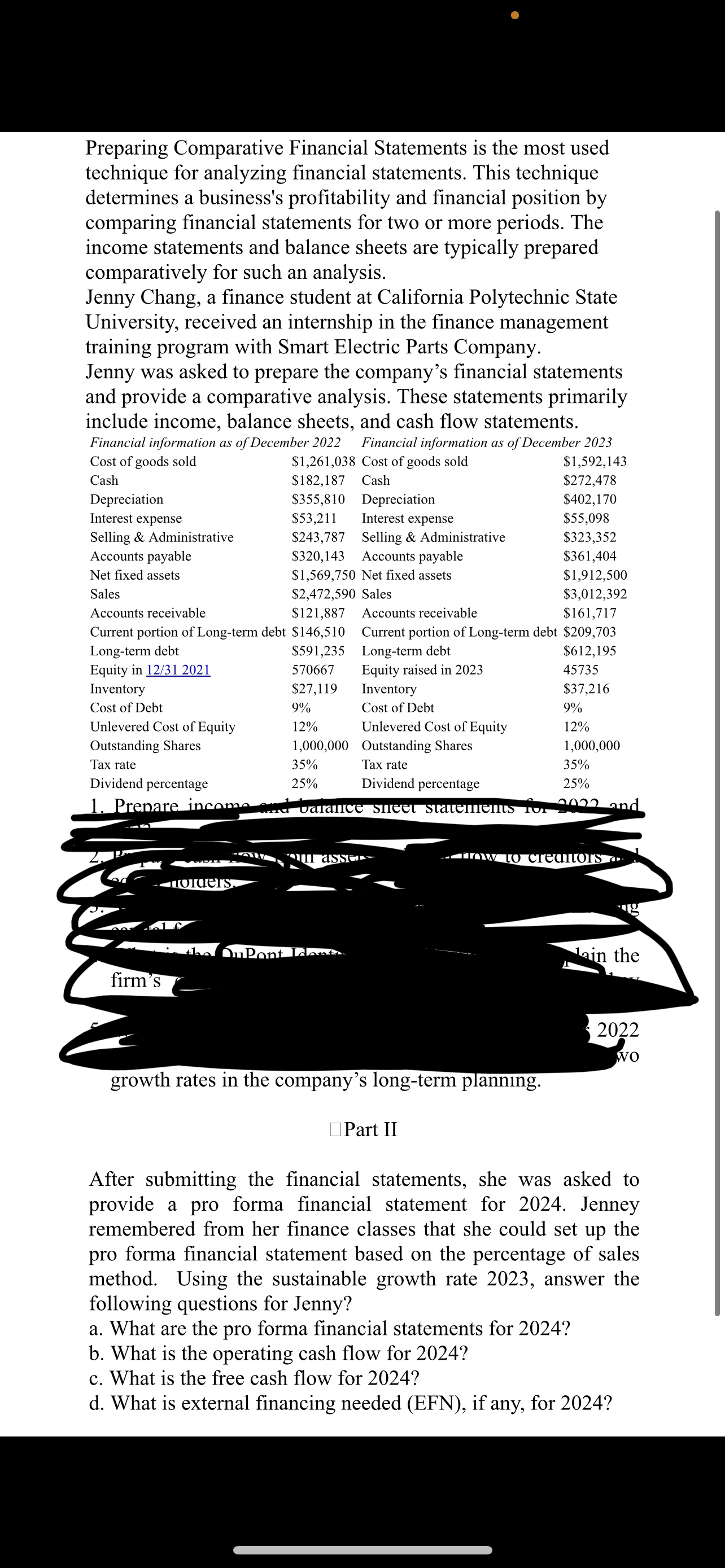 Solved PLEASE ONLY DO PART 2. ﻿answers must be in excel | Chegg.com