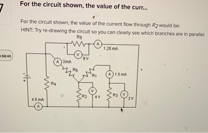 Solved For the circuit shown, the value of the curr... For | Chegg.com