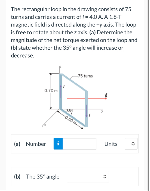 Solved The rectangular loop in the drawing consists of 75 | Chegg.com