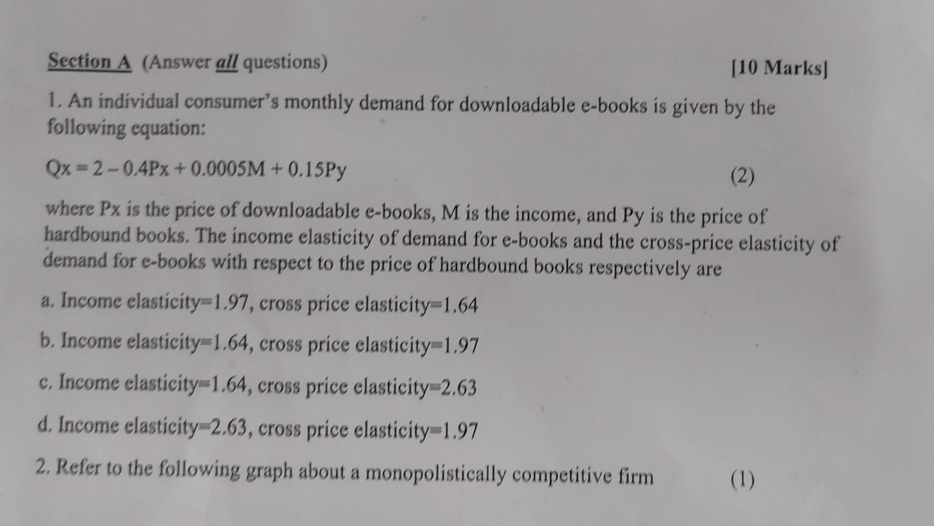 Section A (Answer all questions) [10 Marks] 1. An | Chegg.com
