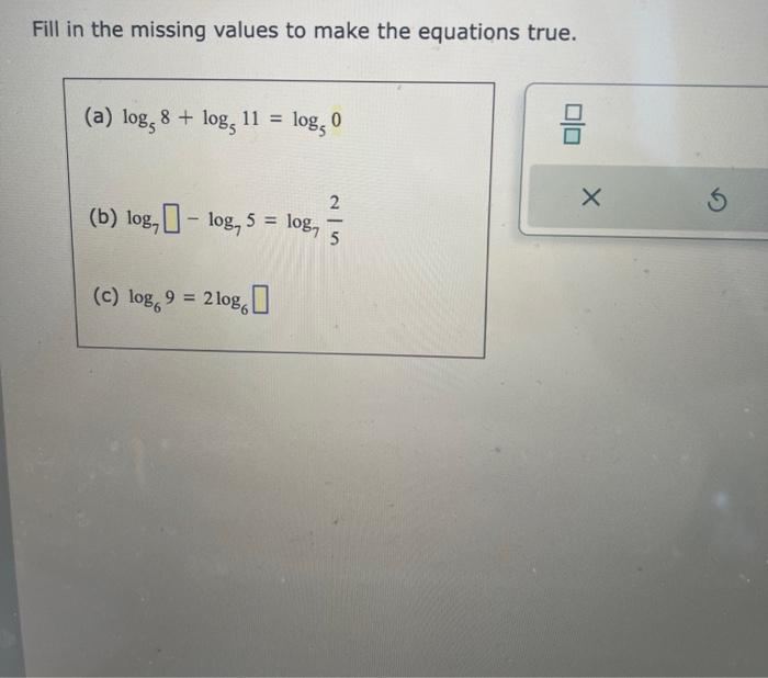 Solved Fill in the missing values to make the equations | Chegg.com