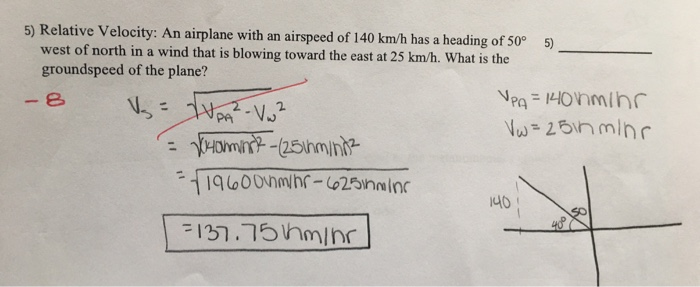 Solved 5) Relative Velocity: An airplane with an airspeed of | Chegg.com