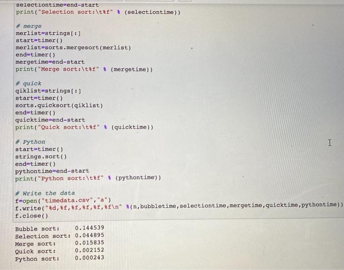 Solved Sorts You'll find two Python programs in the cells | Chegg.com