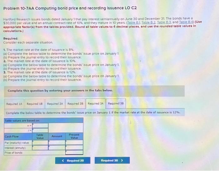 Solved Problem 10-7AA Computing bond price and recording | Chegg.com