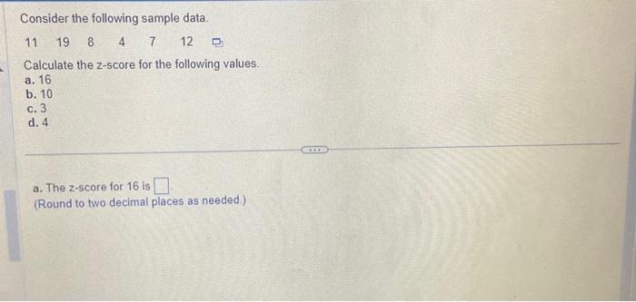 Solved Consider the following sample data. 111984712 | Chegg.com
