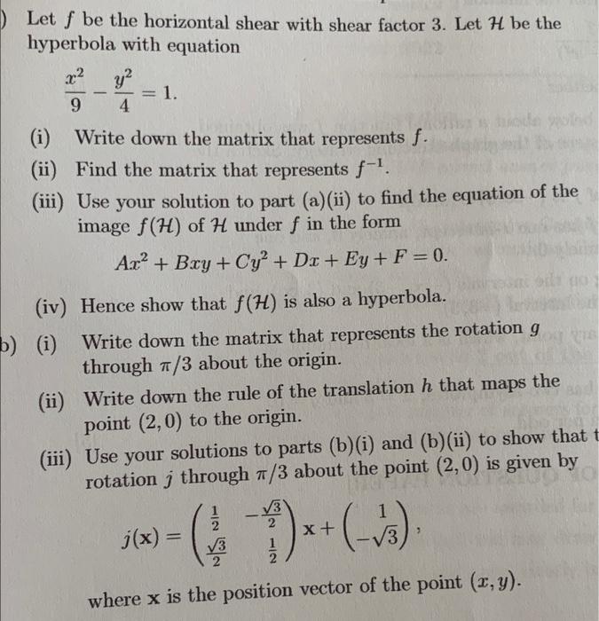 Solved Let f be the horizontal shear with shear factor 3. | Chegg.com