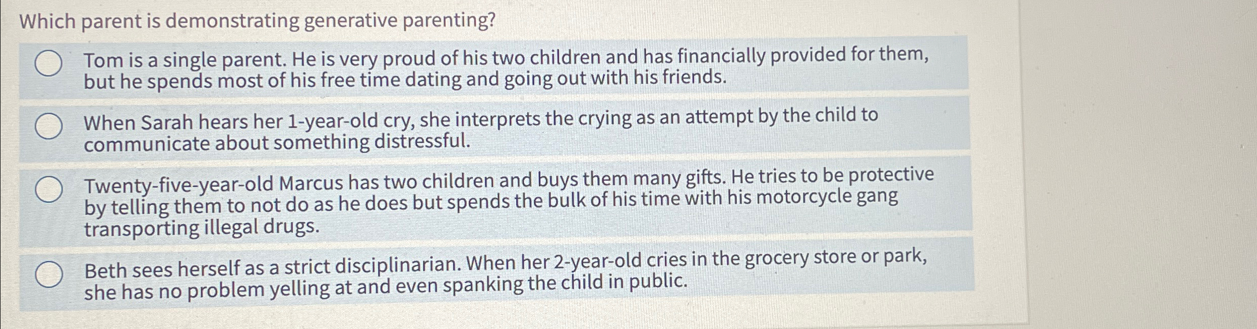 Solved Which parent is demonstrating generative | Chegg.com