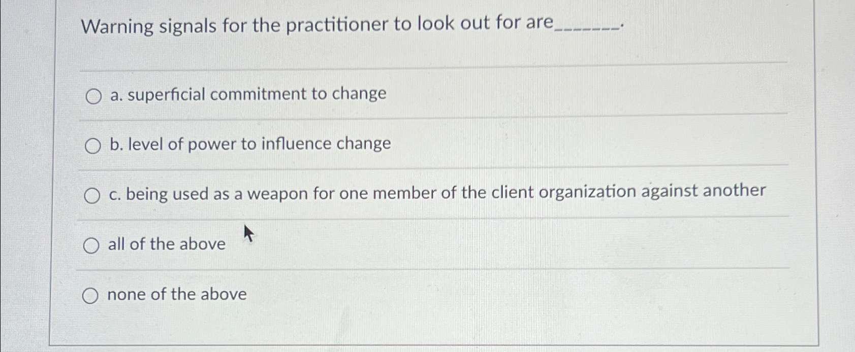 Solved Warning signals for the practitioner to look out for | Chegg.com