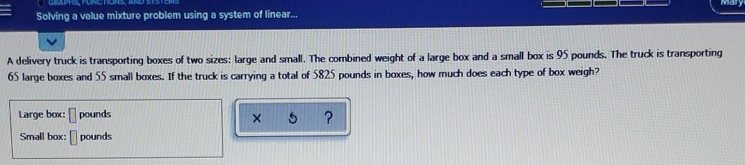Solved Mary Solving a value mixture problem using a system | Chegg.com