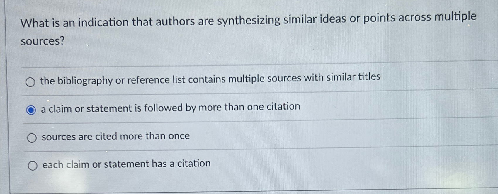 Solved What is an indication that authors are synthesizing | Chegg.com
