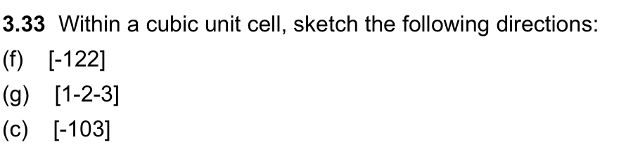 Solved 3.33 ﻿Within a cubic unit cell, sketch the following | Chegg.com